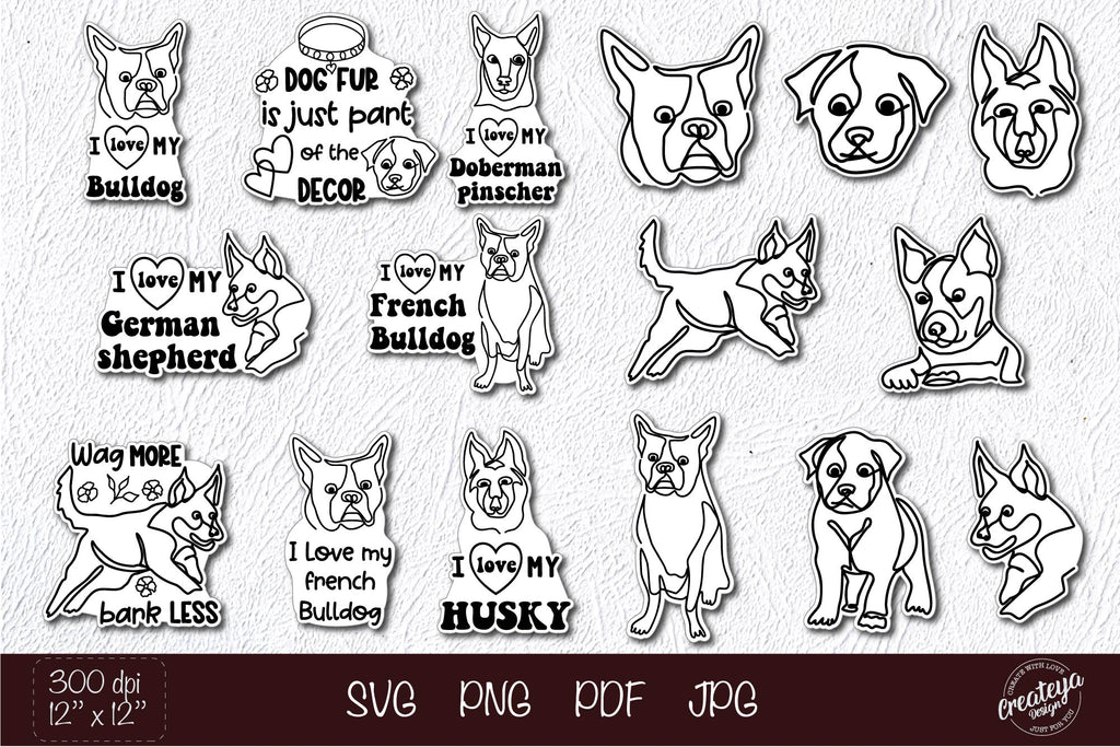 Dog sticker, Dog head stickers, Planner sticker dog, Sticker SVG bundle ...