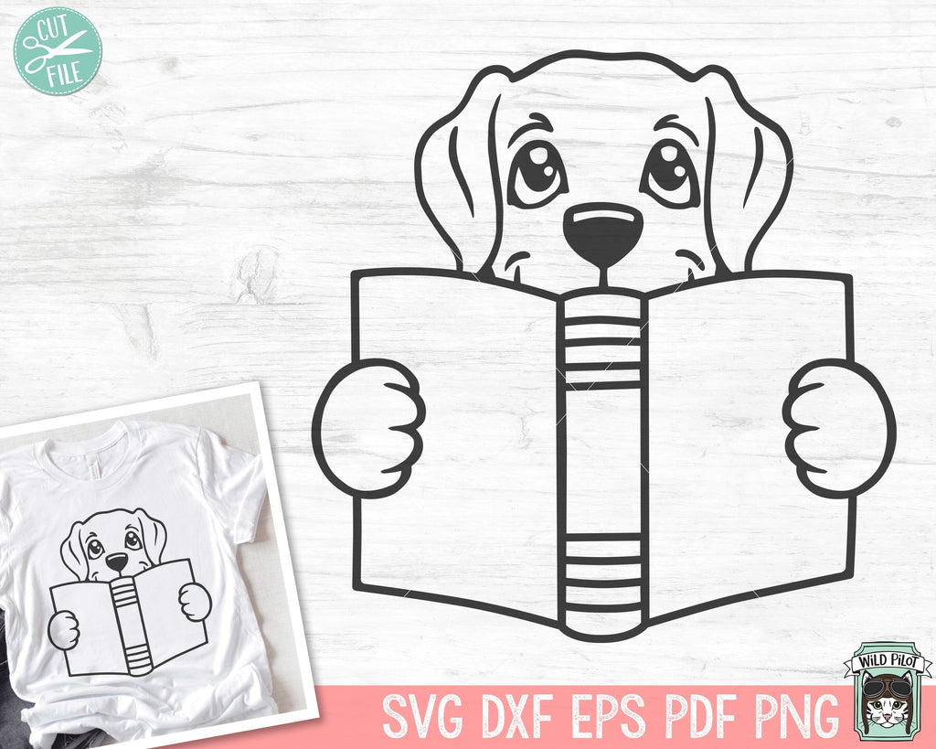 Dog SVG, Books SVG, Reading SVG, Dog Clipart, Puppy svg, Animal svg ...