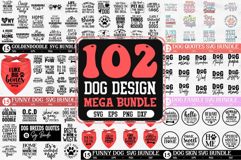 DOG Svg Bundle Designs Mega Dog for Cricut Silhouette - So Fontsy