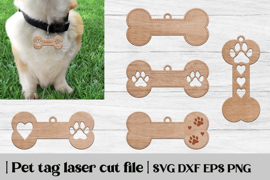 Dog tag laser cut | Pet tag SVG - So Fontsy