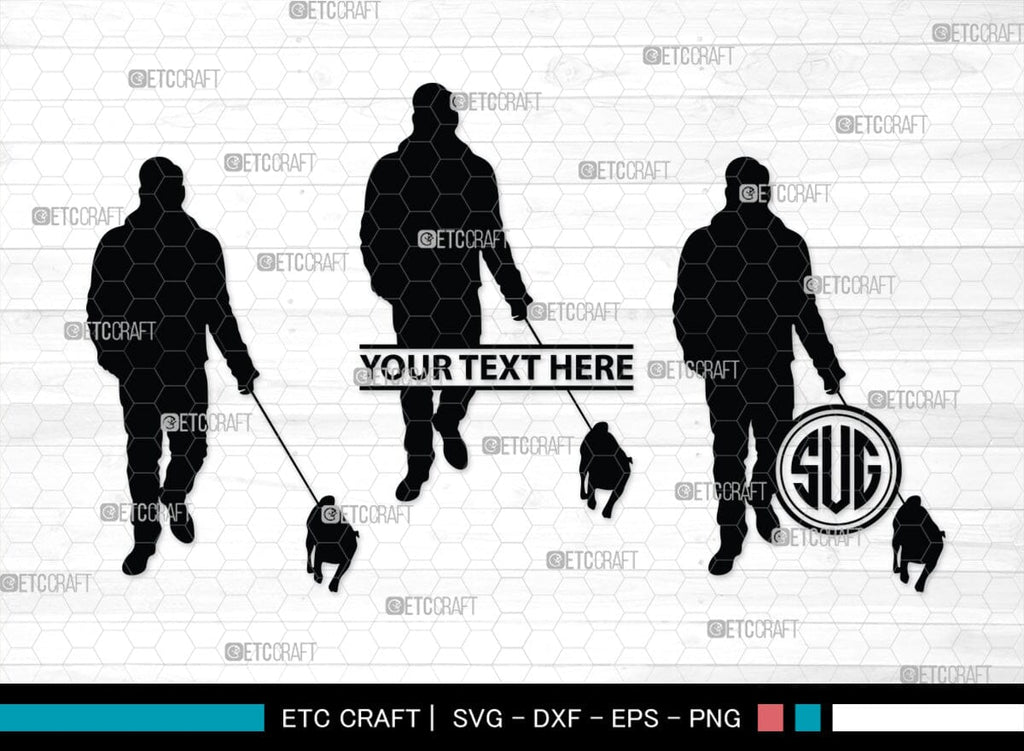 Dog Walker Monogram, Dog Walker Silhouette, Dog Walker SVG, Woman ...