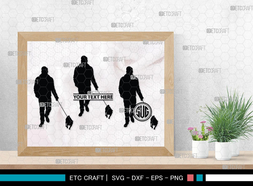 Dog Walker Monogram, Dog Walker Silhouette, Dog Walker SVG, Woman ...