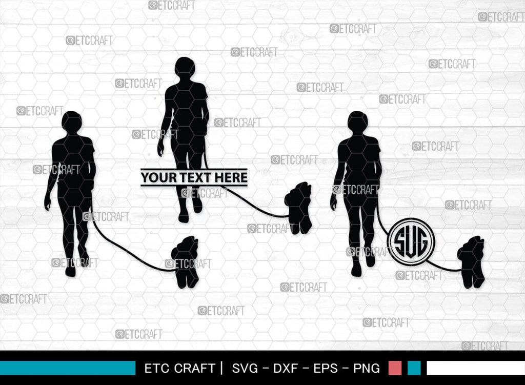 Dog Walker Monogram, Dog Walker Silhouette, Dog Walker SVG, Woman ...