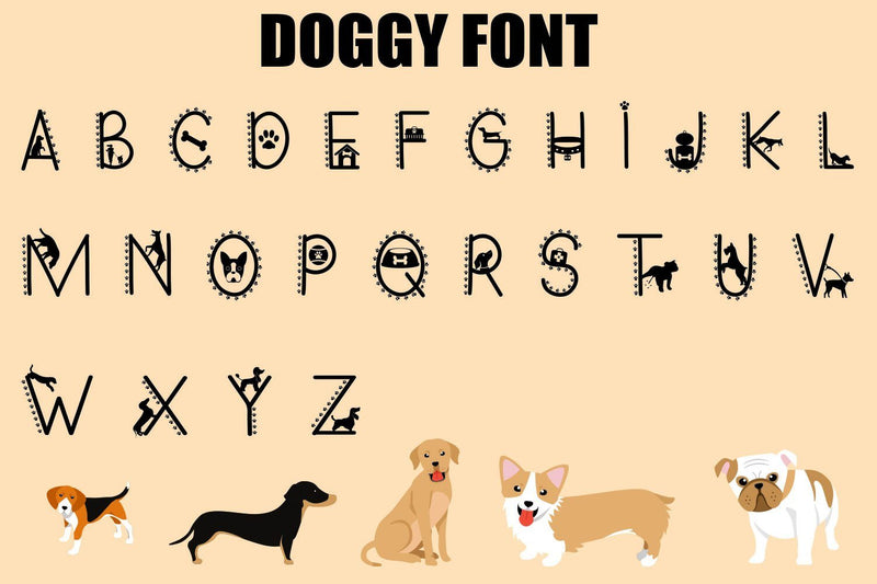 Doggy Font - A Cute upper case duo font - So Fontsy