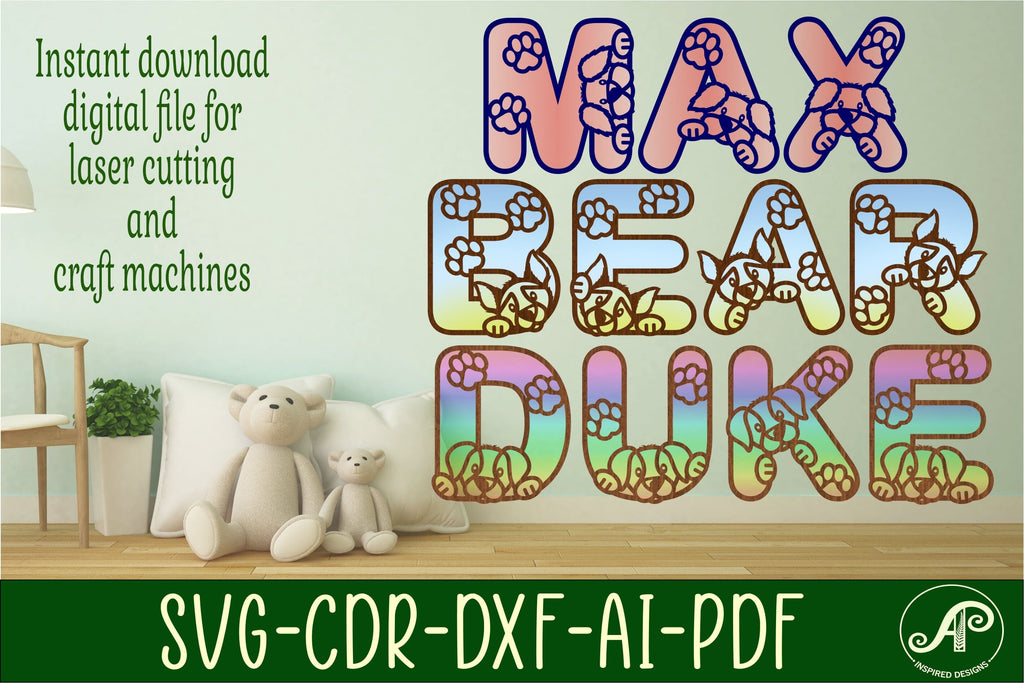 Dog/Puppy letters alphabet set. 78layered letters. - So Fontsy