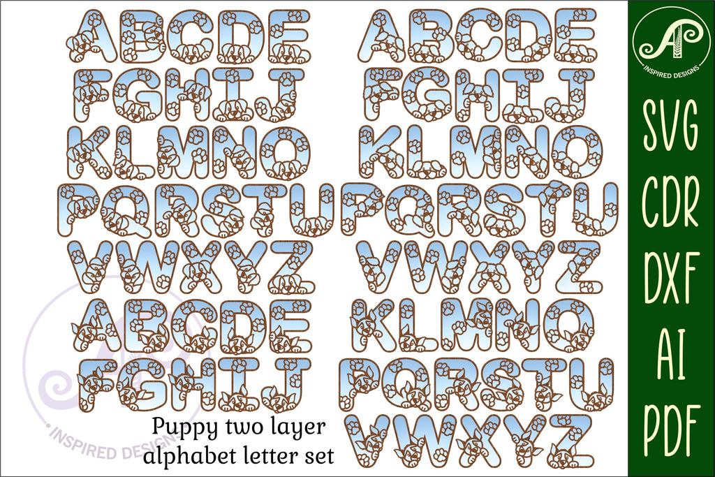 Dog/Puppy letters alphabet set. 78layered letters. - So Fontsy