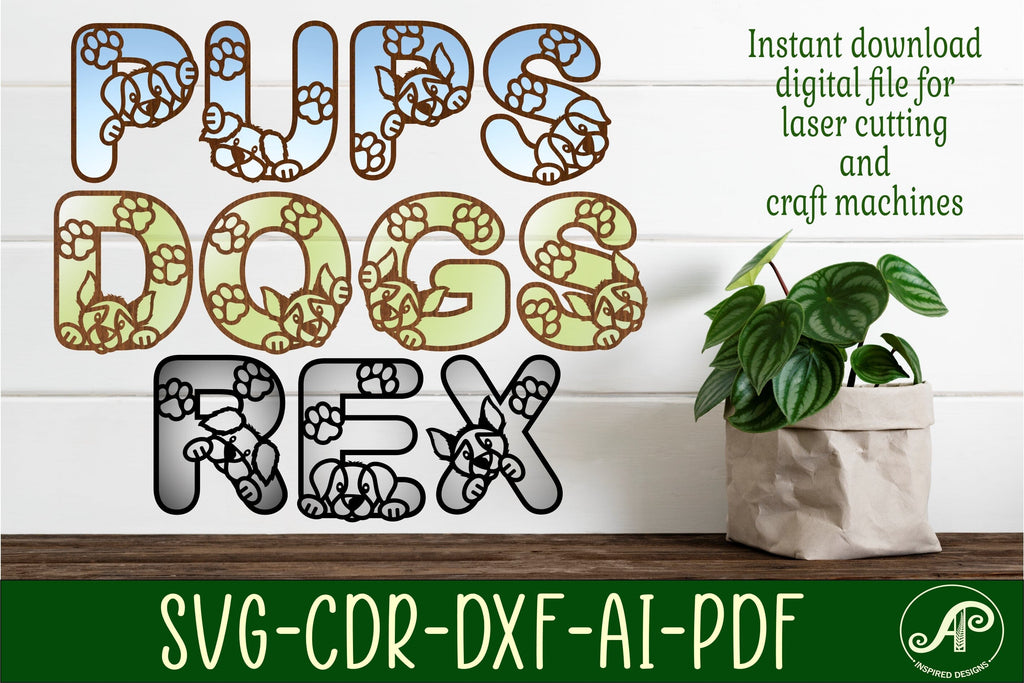 Dog/Puppy letters alphabet set. 78layered letters. - So Fontsy