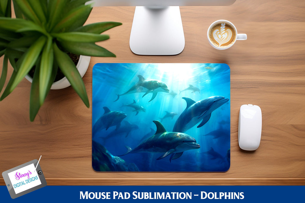Dolphin Mouse Pad Sublimation Design - So Fontsy