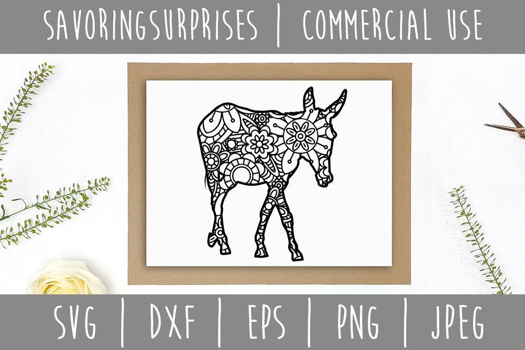 Donkey Mandala Zentangle - So Fontsy