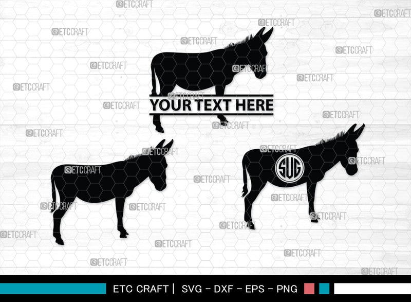 Donkey Monogram, Donkey Silhouette, Donkey SVG, Ass Svg, Farm Animal ...