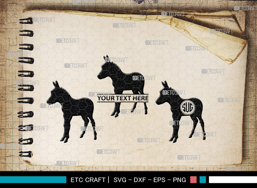Donkey Monogram, Donkey Silhouette, Donkey SVG, Ass Svg, Farm Animal ...