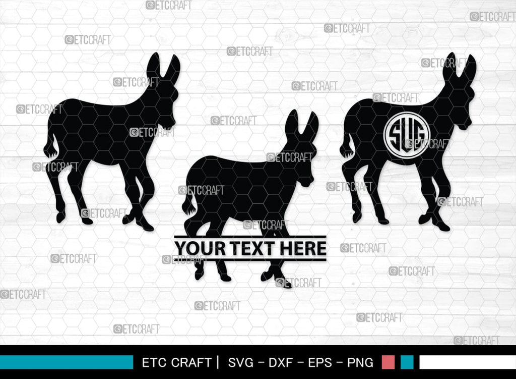 Donkey Monogram, Donkey Silhouette, Donkey SVG, Ass Svg, Farm Animal ...