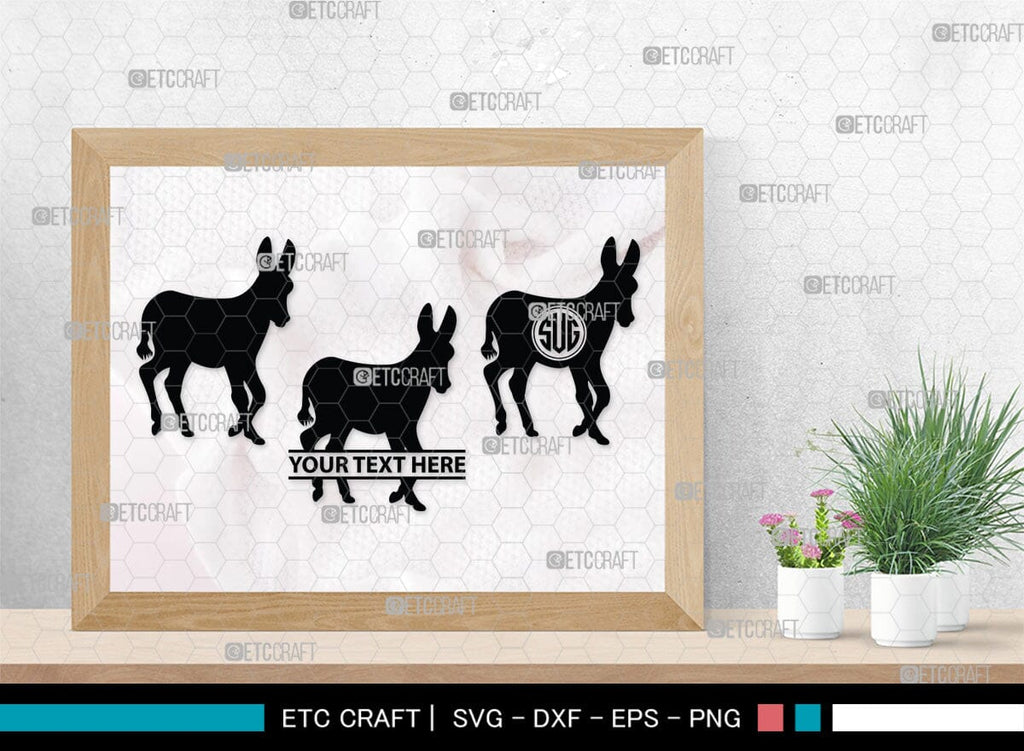 Donkey Monogram, Donkey Silhouette, Donkey SVG, Ass Svg, Farm Animal ...