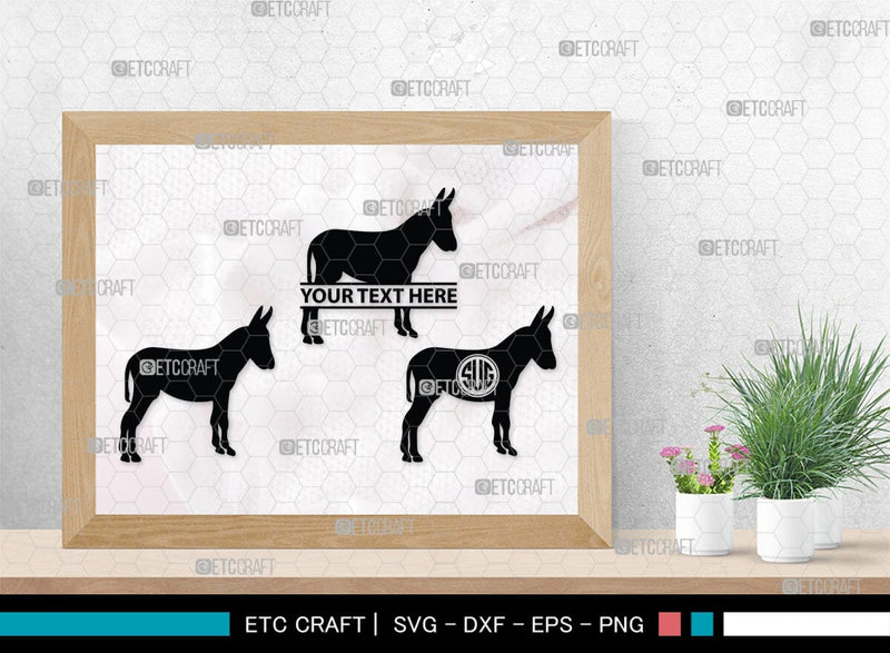 Donkey Monogram, Donkey Silhouette, Donkey SVG, Ass Svg, Farm Animal ...