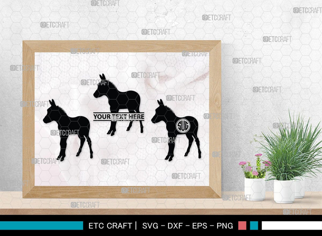 Donkey Monogram, Donkey Silhouette, Donkey SVG, Ass Svg, Farm Animal ...