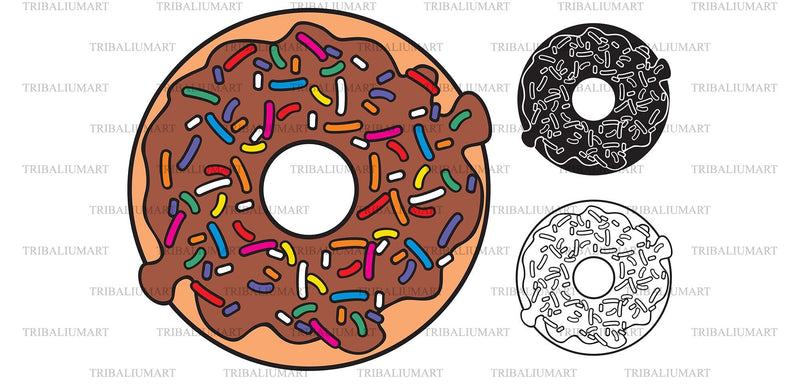 Donut with chocolate glaze. Cut files for Cricut. Clip Art silhouette ...