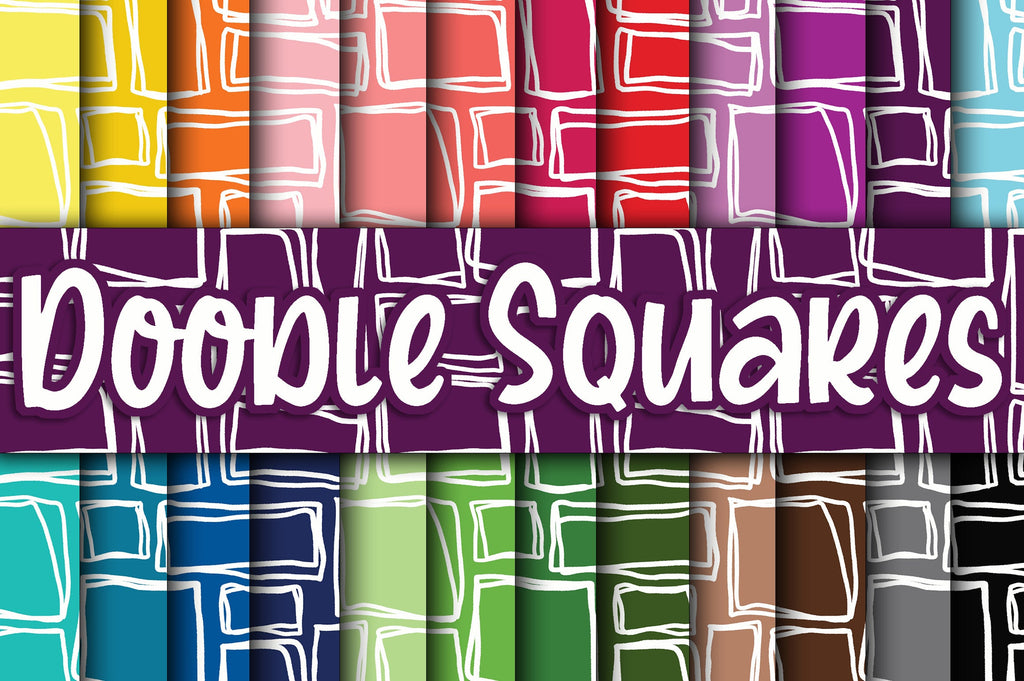 Doodle Squares Digital Paper - So Fontsy