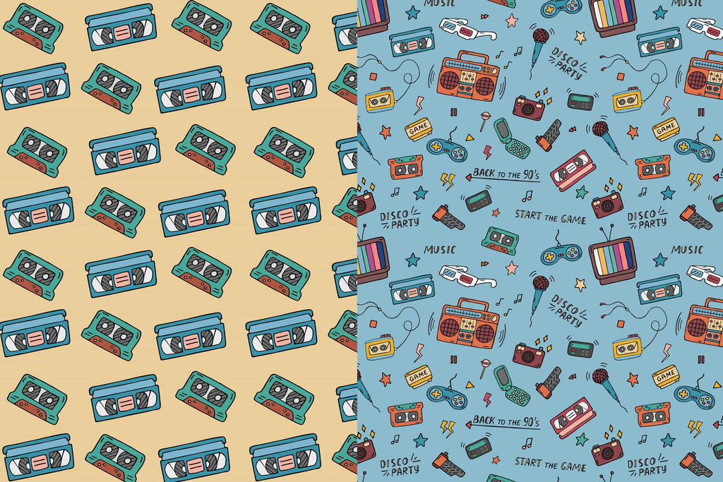 Doodled 90s | JPG Digital Paper | 90s Nostalgia - So Fontsy