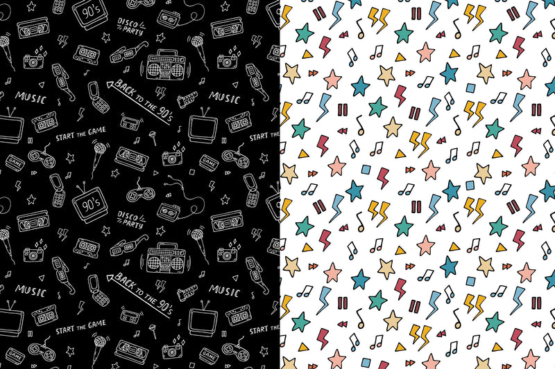 Doodled 90s | JPG Digital Paper | 90s Nostalgia - So Fontsy
