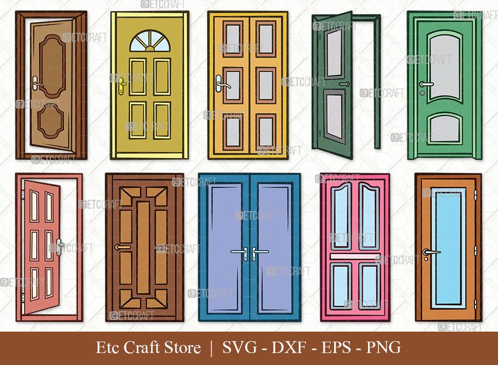 Door Clipart SVG Cut File | Open Boor Svg | Door Frame Svg | Front Door ...