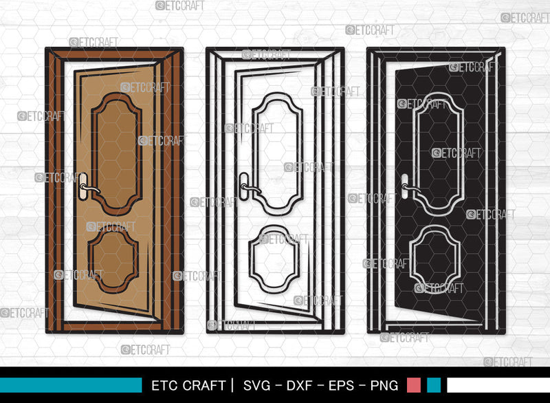 Door Clipart SVG | Open Door Svg | Door Frame Svg | Front Door Svg ...