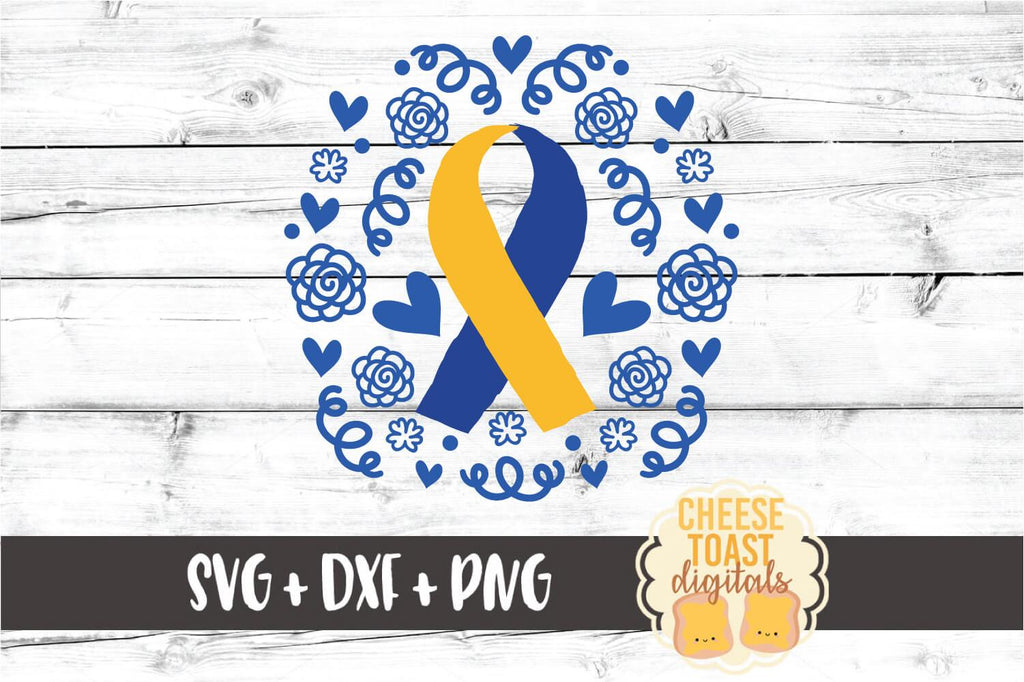 Down Syndrome Awareness Ribbon - SVG PNG DXF Cut Files - So Fontsy