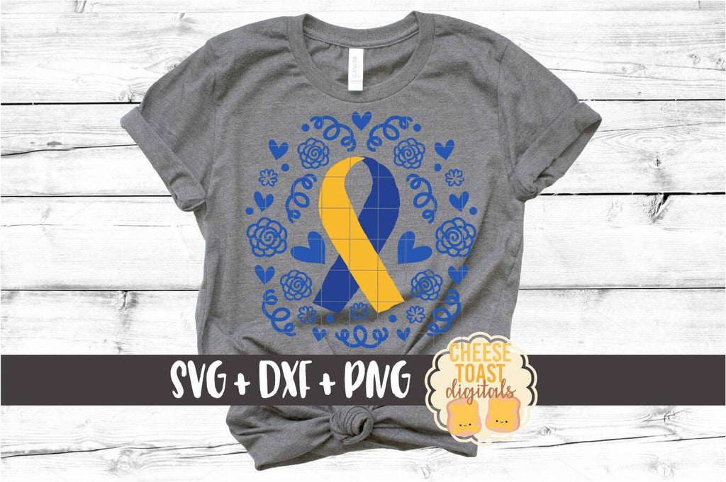 Down Syndrome Awareness Ribbon - SVG PNG DXF Cut Files - So Fontsy