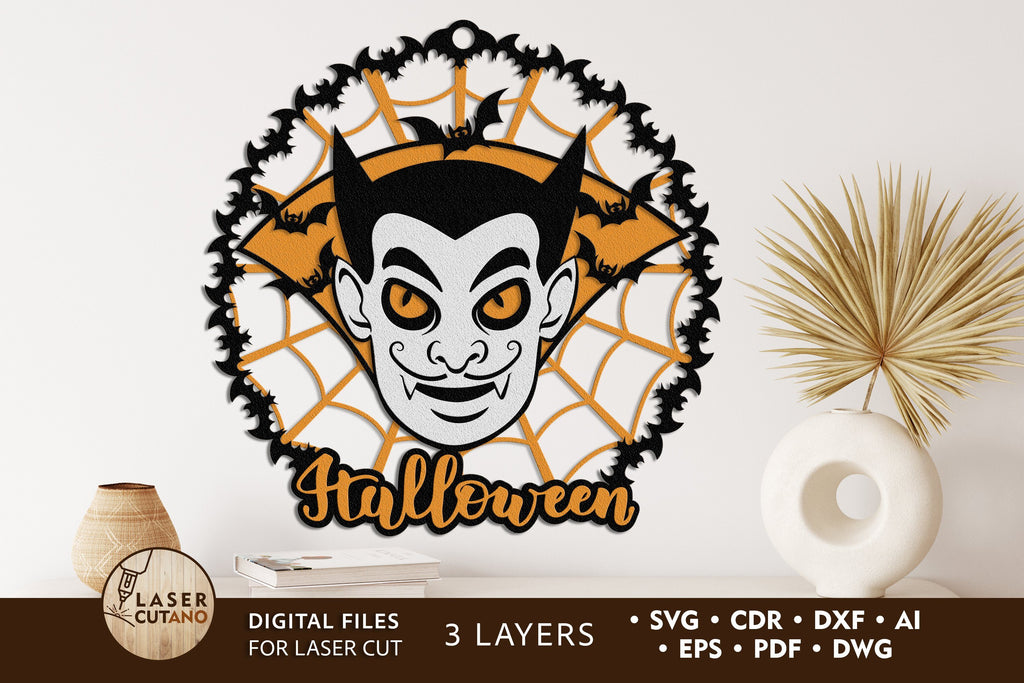 DRACULA HALLOWEEN Multilayer Laser Cut Files, Mandala, Round Sign SVG ...