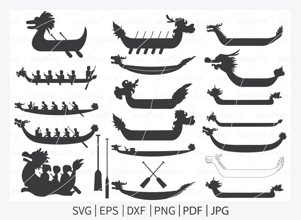 Dragon boat Svg, Dragon boat festival, Dragon boat Racing Silhouetters ...