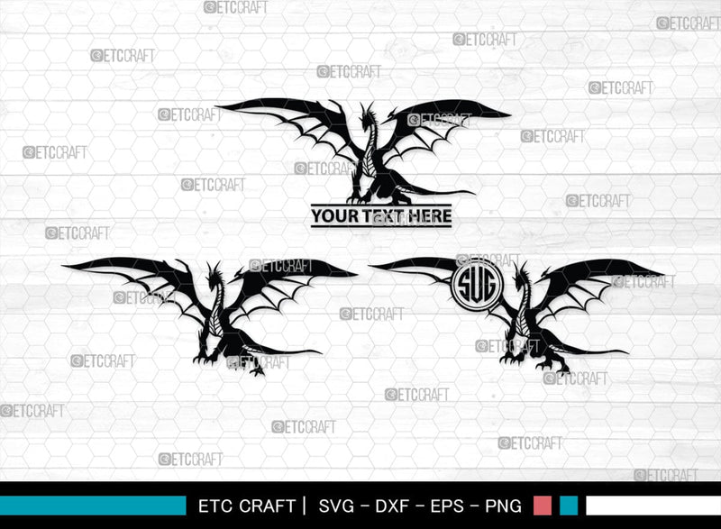 Dragon Monogram, Dragon Silhouette, Dragon SVG, Chinese Dragon Svg ...