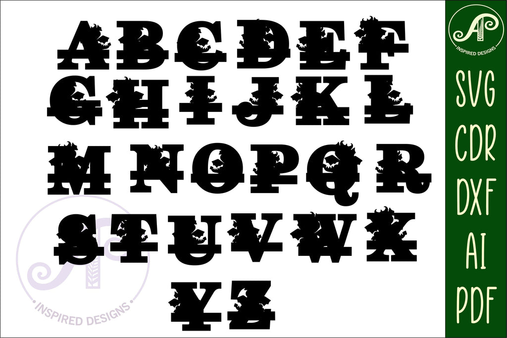 Dragon monogram letter bundle Name signs SVG 3 layer - So Fontsy