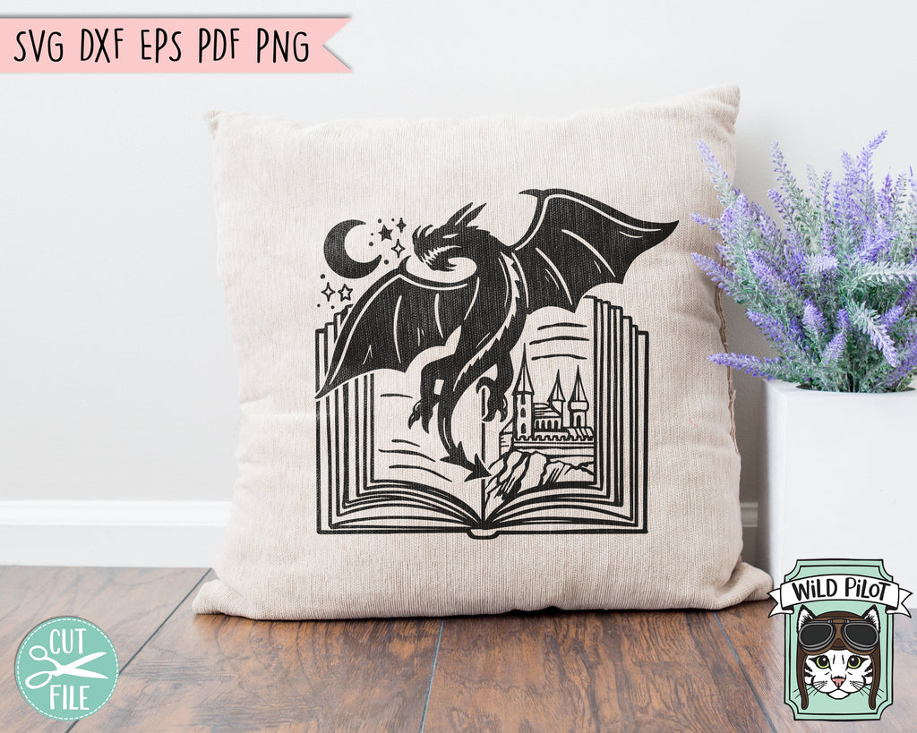 Dragon SVG, Halloween SVG, Books SVG, Reading svg, Mystical svg, Book ...