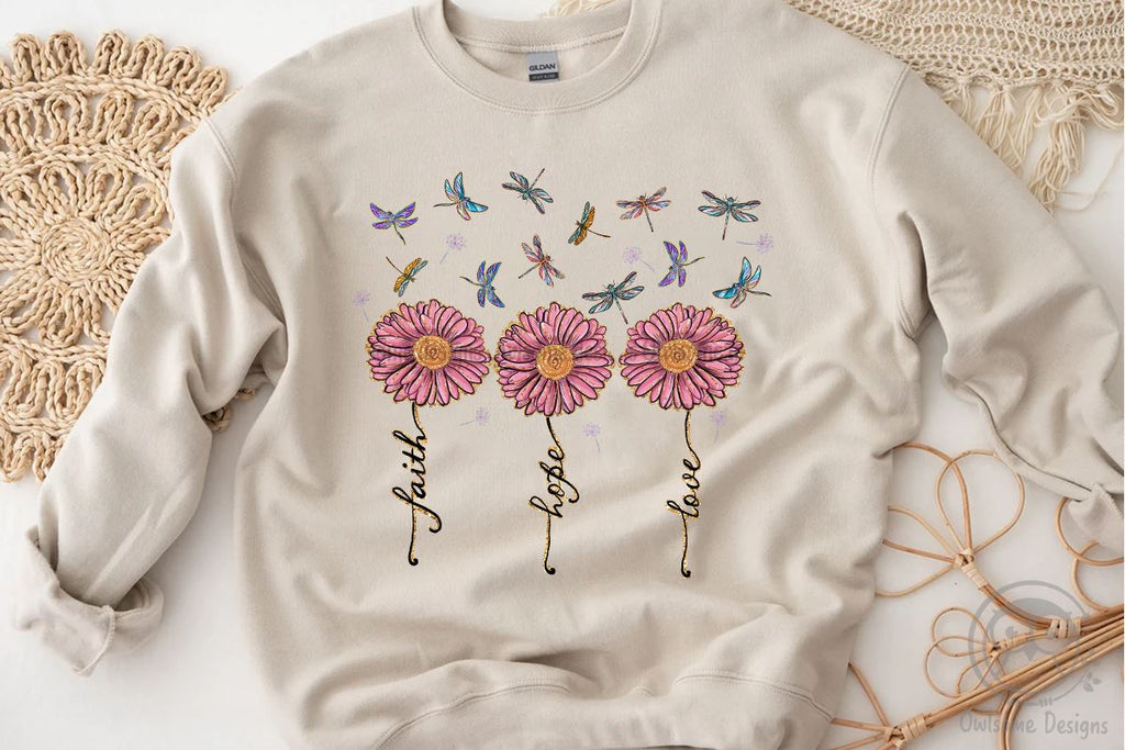 Dragonfly Faith Hope Love Daisy Flower PNG - So Fontsy