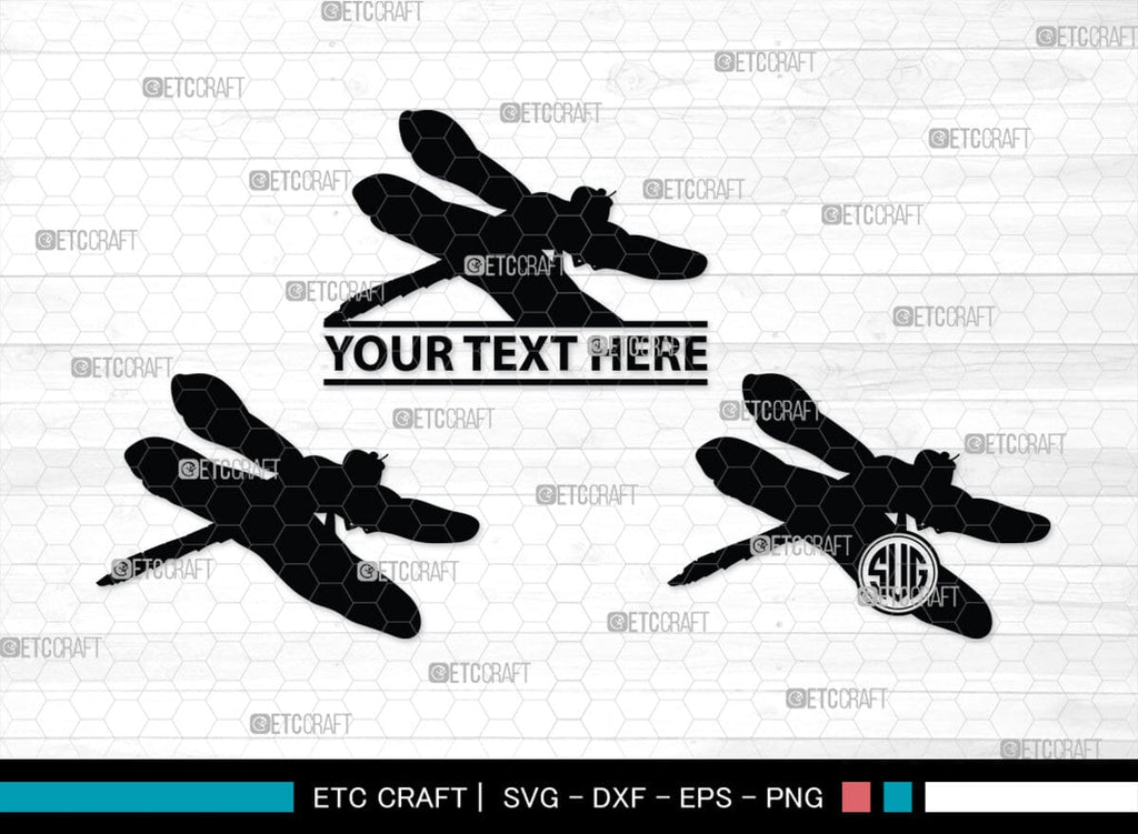 Dragonfly Monogram, Dragonfly Silhouette, Dragonfly SVG, Insect Svg ...