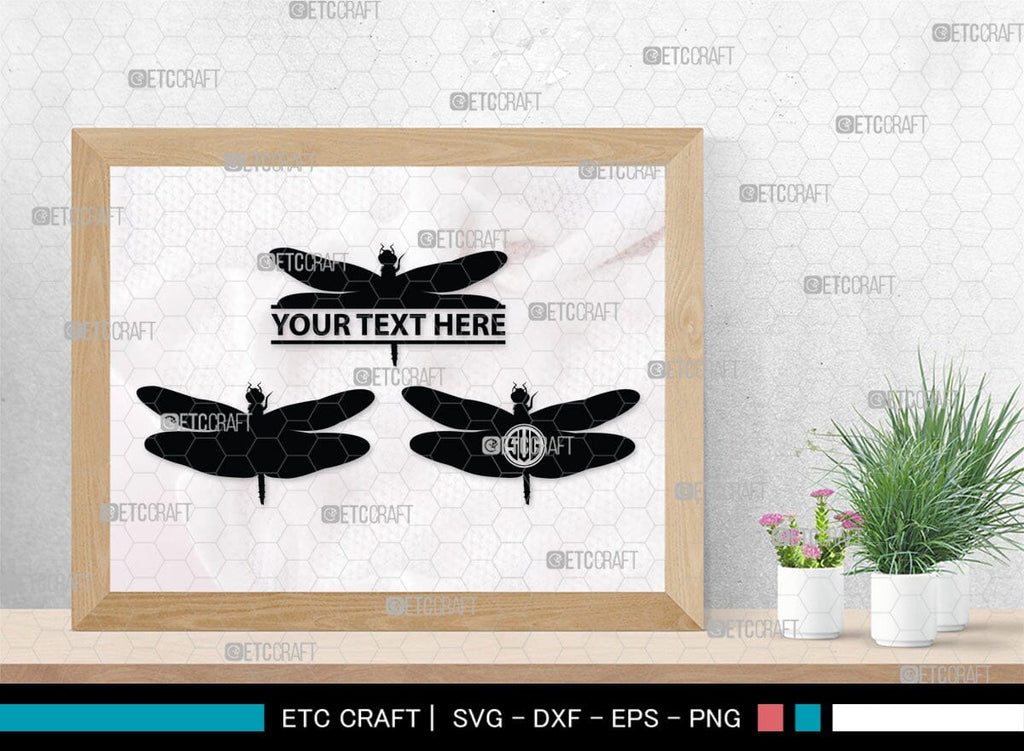 Dragonfly Monogram, Dragonfly Silhouette, Dragonfly SVG, Insect Svg ...