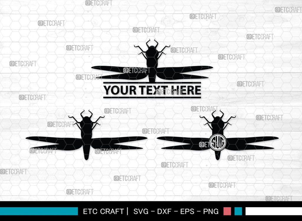 Dragonfly Monogram, Dragonfly Silhouette, Dragonfly SVG, Insect Svg ...