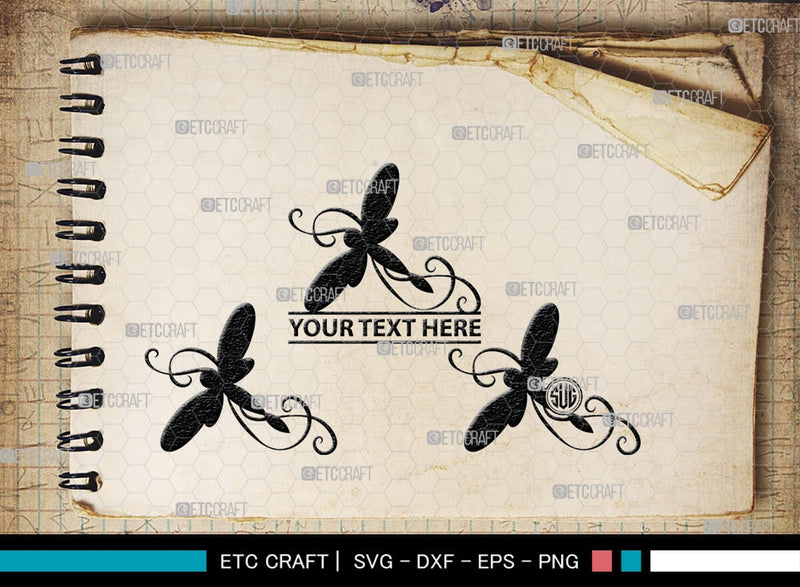 Dragonfly Monogram, Dragonfly Silhouette, Dragonfly SVG, Insect Svg ...