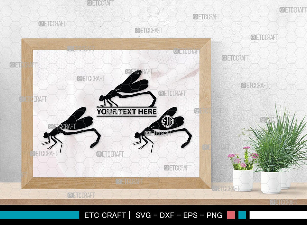 Dragonfly Monogram, Dragonfly Silhouette, Dragonfly SVG, Insect Svg ...
