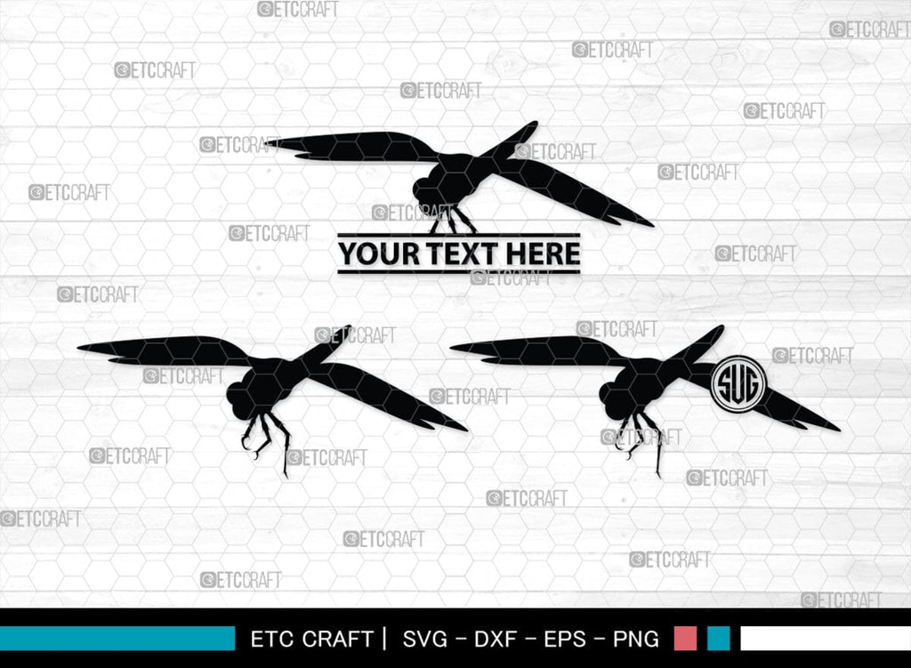Dragonfly Monogram, Dragonfly Silhouette, Dragonfly SVG, Insect Svg ...
