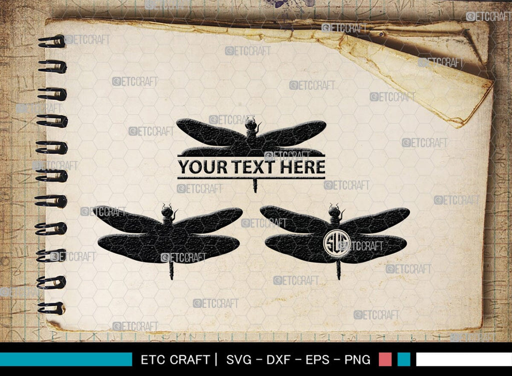 Dragonfly Monogram, Dragonfly Silhouette, Dragonfly SVG, Insect Svg ...