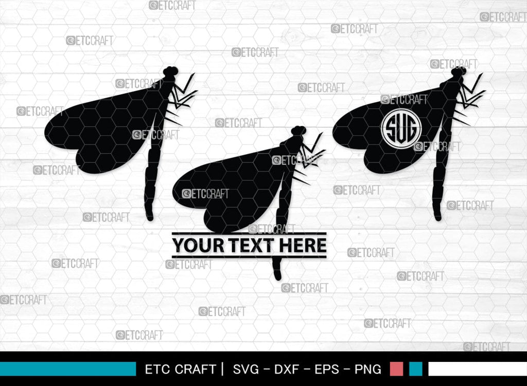 Dragonfly Monogram, Dragonfly Silhouette, Dragonfly SVG, Insect Svg ...