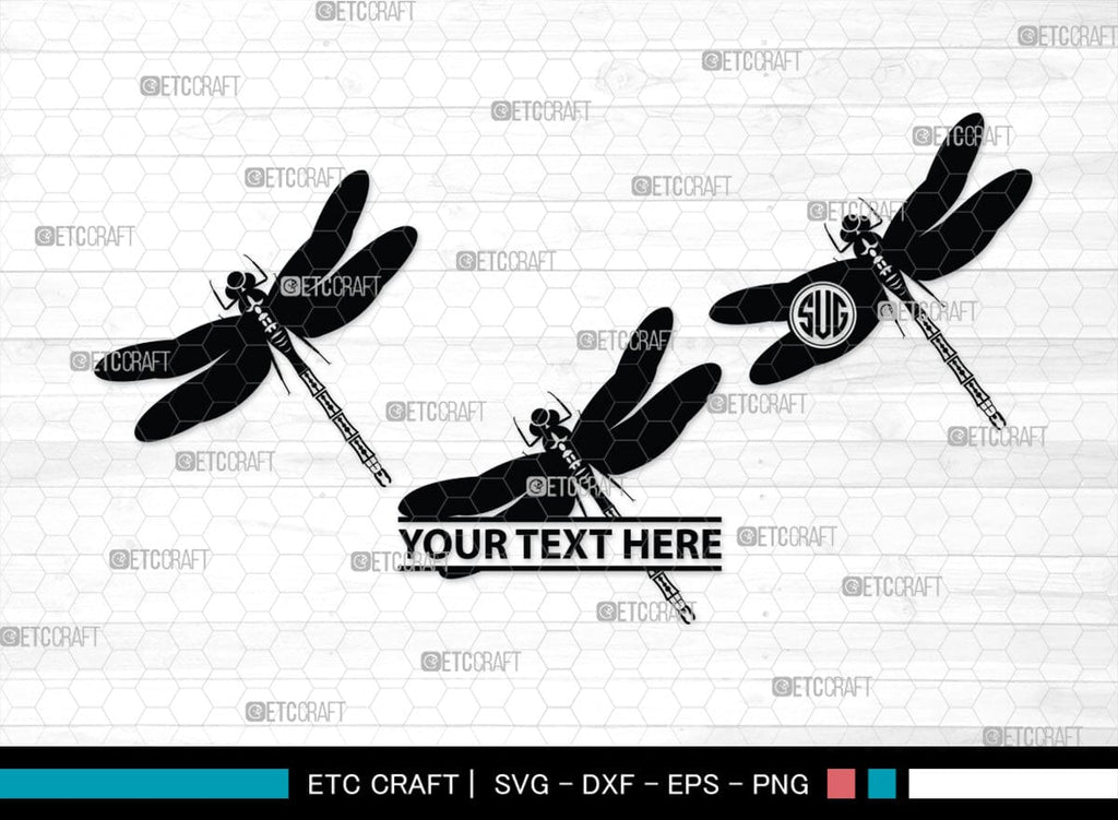 Dragonfly Monogram, Dragonfly Silhouette, Dragonfly SVG, Insect Svg ...