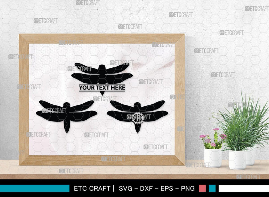 Dragonfly Monogram, Dragonfly Silhouette, Dragonfly SVG, Insect Svg ...