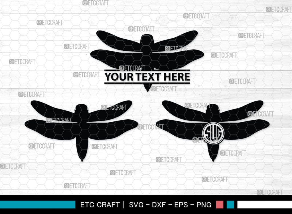 Dragonfly Monogram, Dragonfly Silhouette, Dragonfly SVG, Insect Svg ...