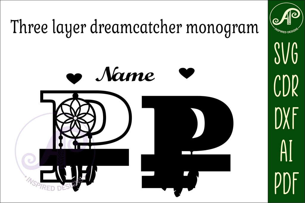 Dreamcatcher monogram letter P SVG cut file - So Fontsy