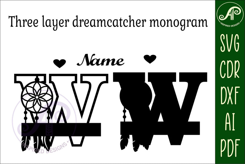 Dreamcatcher monogram letter W SVG cut file - So Fontsy