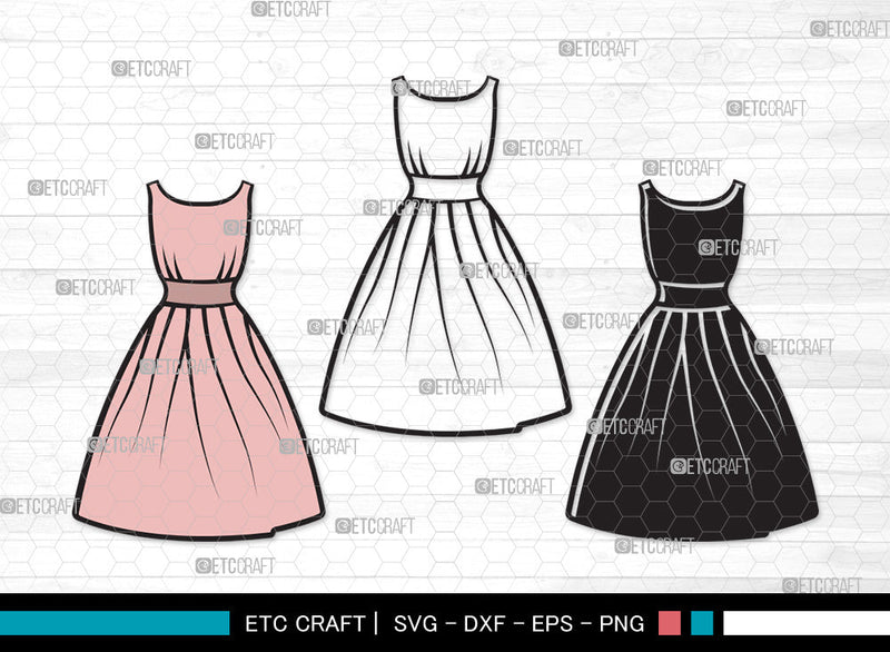 Dress Clipart SVG | Women's Dresses Svg | Dresses Svg | Gown Svg | Long ...