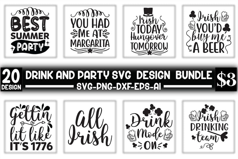 Drink and party svg design bundle - So Fontsy
