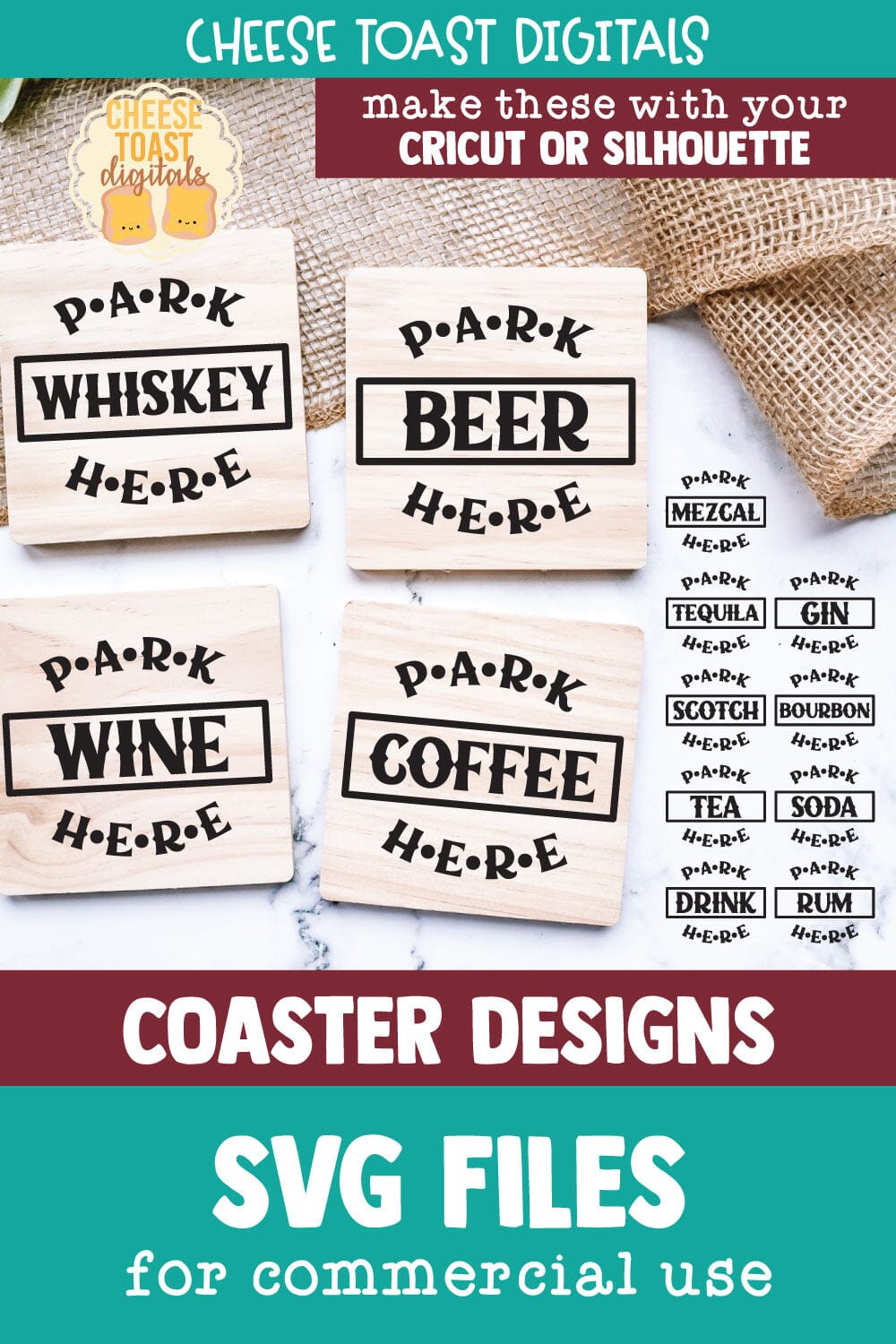 Drink Coaster SVG Bundle | 13 Square Coaster Designs - So Fontsy