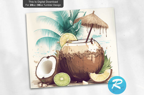 Drink Coconut Beach 20 oz / 30 oz Tumbler PNG - So Fontsy